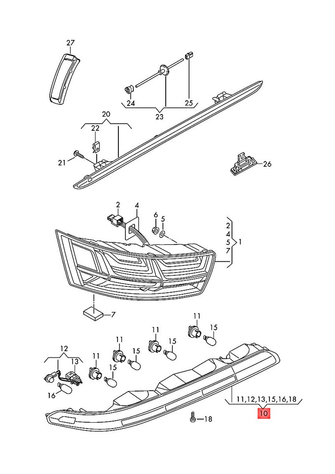 Genuine Tail Light Rear Lamp Right AUDI Q7 4MB 4M0945096 | eBay