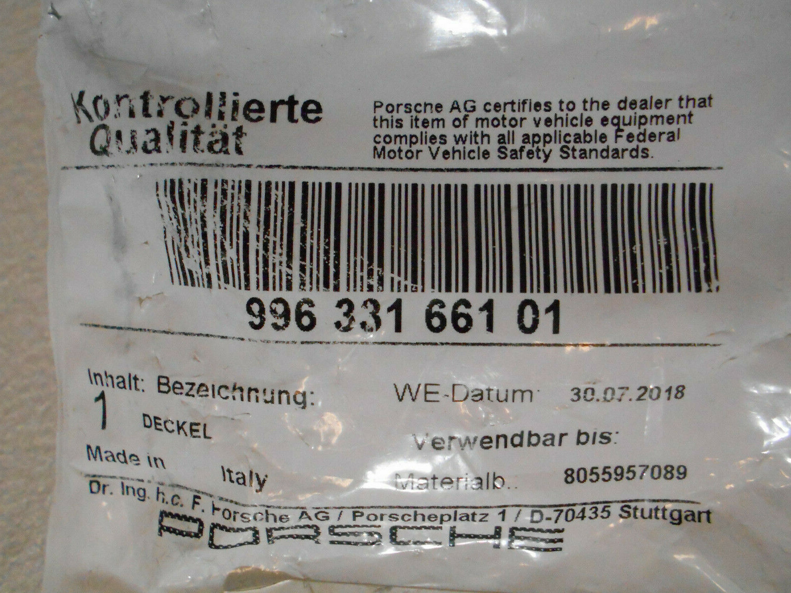 New Genuine Porsche Wheel Bearing Cover 99633166101 / 996-331-661-01 ...