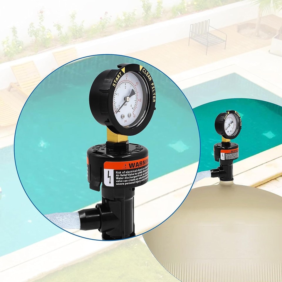98209800 Manual Air Relief Valve w/Pressure Gauge for Pentair Pool ...