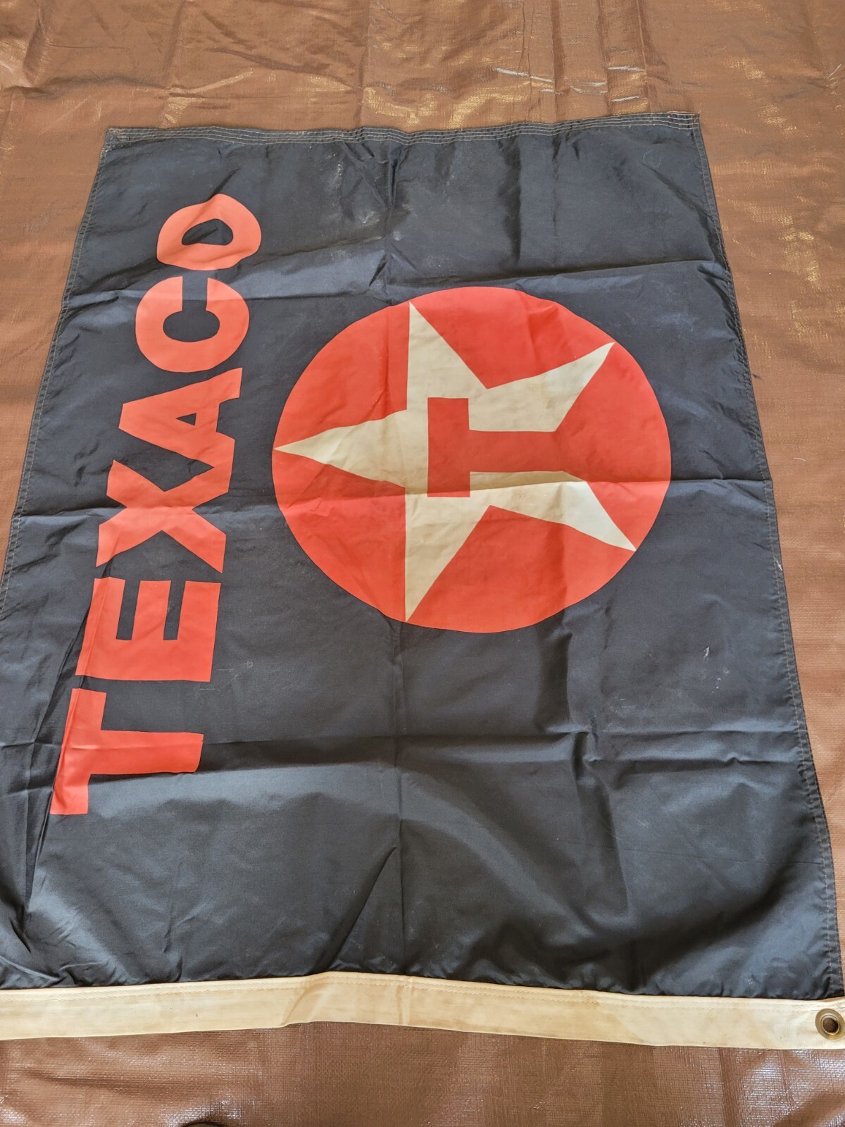 Vintage Texaco Service Station Banner Black Flag Red Text 30" x 40 ...