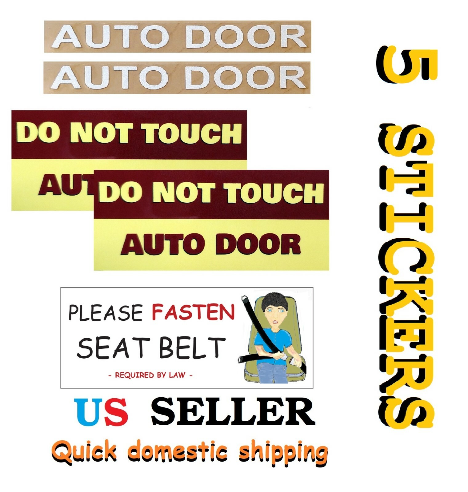 AUTO DOOR CAUTION SILVER WHITE STICKER FOR TAXI RIDE SHARE FOR MINIVAN ...