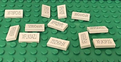 Lego 12 Pieces White 1x2 Tiles With Decorated Different Numbers And ...