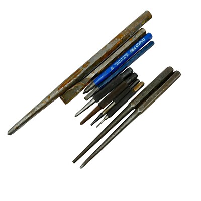 10 Pcs Craftsman, Proto, Armstrong, Dasco, Starrett, Assorted Punch ...