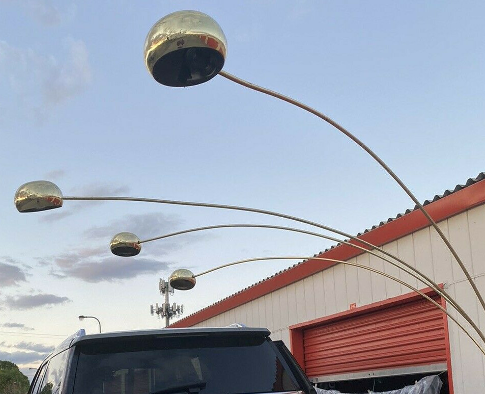 Huge VTG 60s Atomic MCM Space Age Brass High Arc Floor Standing 8' 5 ...