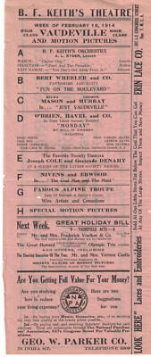 B. F Keith's Theatre Portland Maine Vaudeville Program February 16 ...