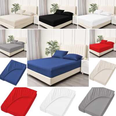 Extra Deep Fitted Sheet 30CM Ultra Soft Bed Sheets Single Double King ...
