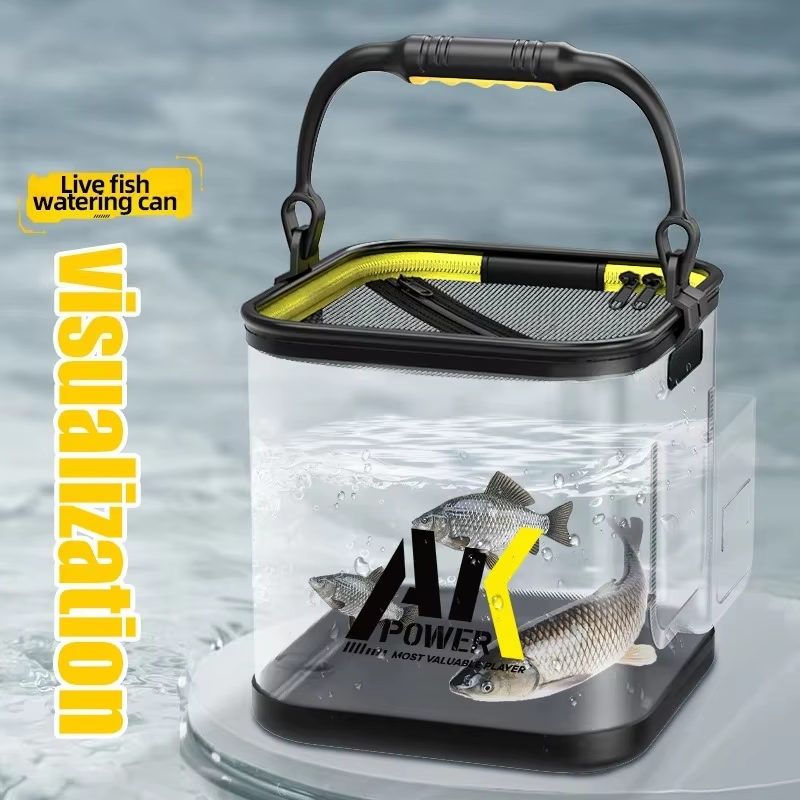 YUZHIYUAN Transparent Fishing Bucket Foldable Multifunctional Live Fish ...