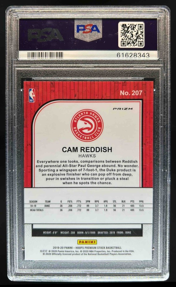 2019-20 Panini Hoops Premium Stock Cam Reddish RC Prizms Red #207 Hawks ...