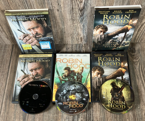 Robin Hood 3 Versions DVD 3 Lot Taron Egerton, Russell Crowe, Ben ...