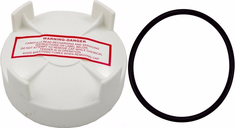 Threaded Chlorine/Bromine Feeder Cap w/Lid O-Ring for Pentair Rainbow ...