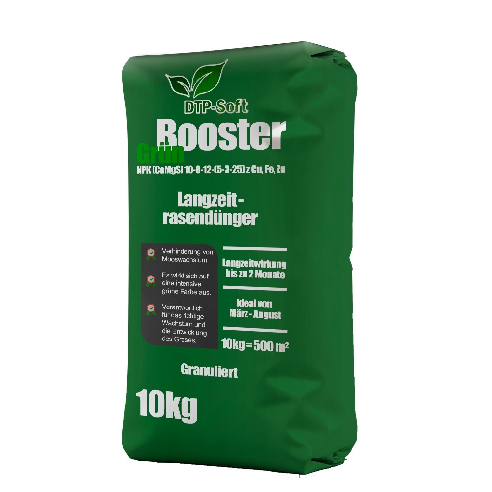 10kg Rasendünger Anti-Moos Grün Booster gesunder Rasen Stickstoff Turbo ...