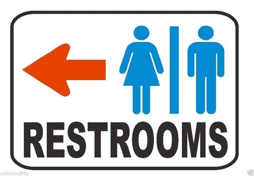 Restroom Sign Male Female Left Arrow Safety Business Sign Decal Sticker ...