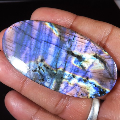 Purple Labradorite 124.80 CT 32x62x6 mm 100% Natural Oval Cabochon ...
