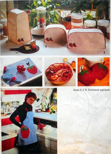 VTG SIMPLICITY 9255 SEW PATTERN KITCHEN APPLIANCE COVERS APRON BUN ...