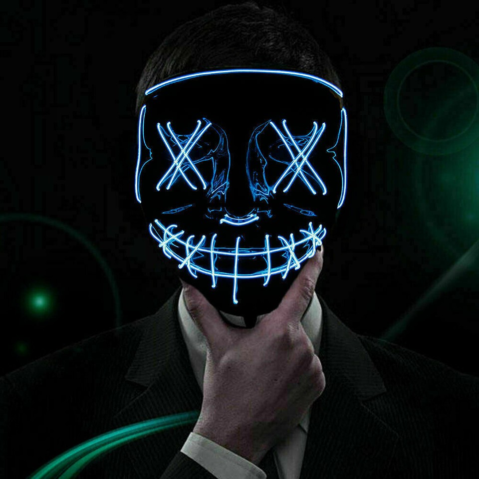 Halloween Clubbing Light Up LED Mask Costume Rave Cosplay Party Purge 3 ...