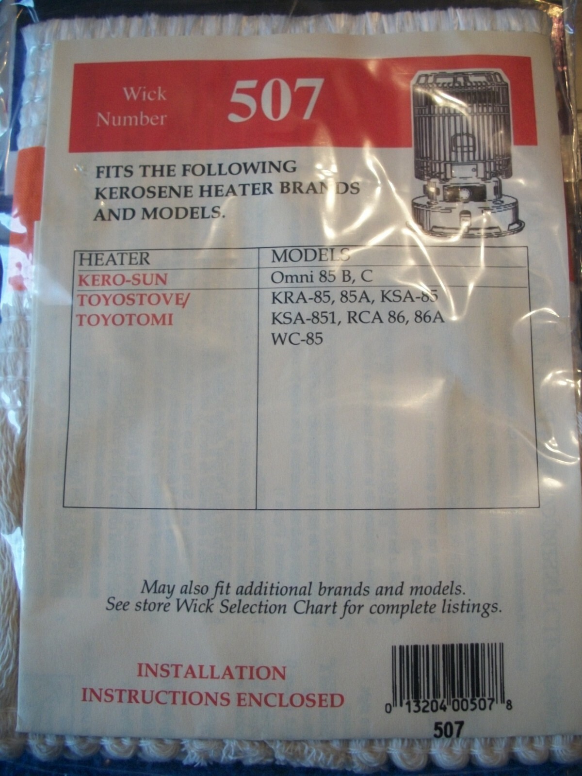 TOYOSTOVE/TOYOTOMI WC-85, RCA 86,86A, Kerosene Heater WICK & IGNITER ...