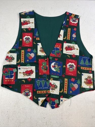 Homemade Womens’s Christmas Vest Bears Festive Colors No Tag Bells See ...