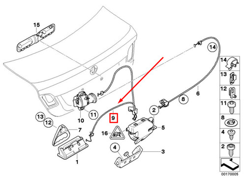 BMW 3 E90 Trunk Lid Release Cable 51247238649 7238649 | eBay Australia