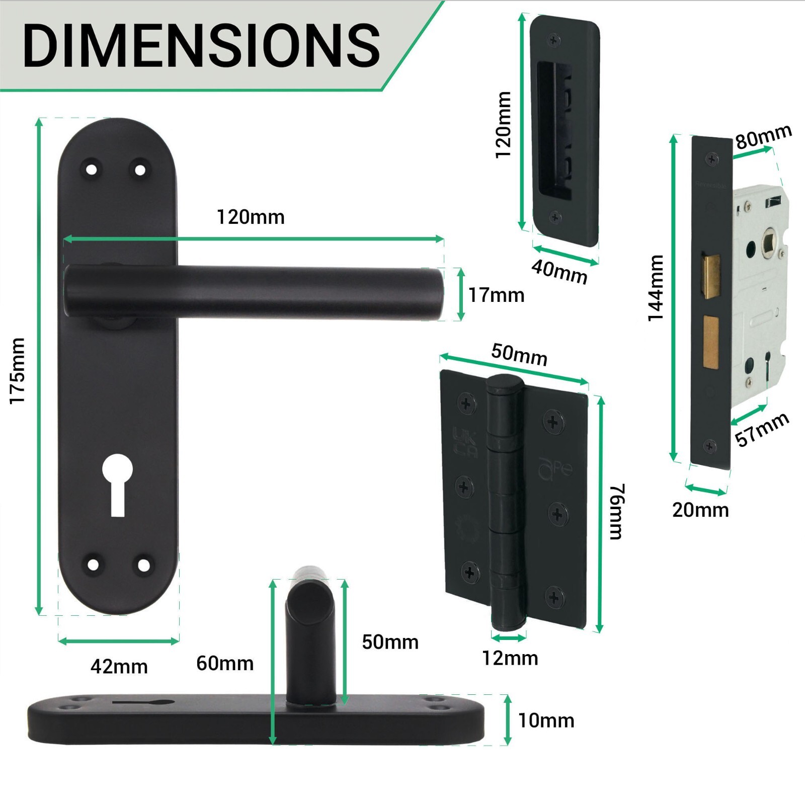 Black Lever Door Handle On Backplate Lock Set / Bathroom Set / Latch ...