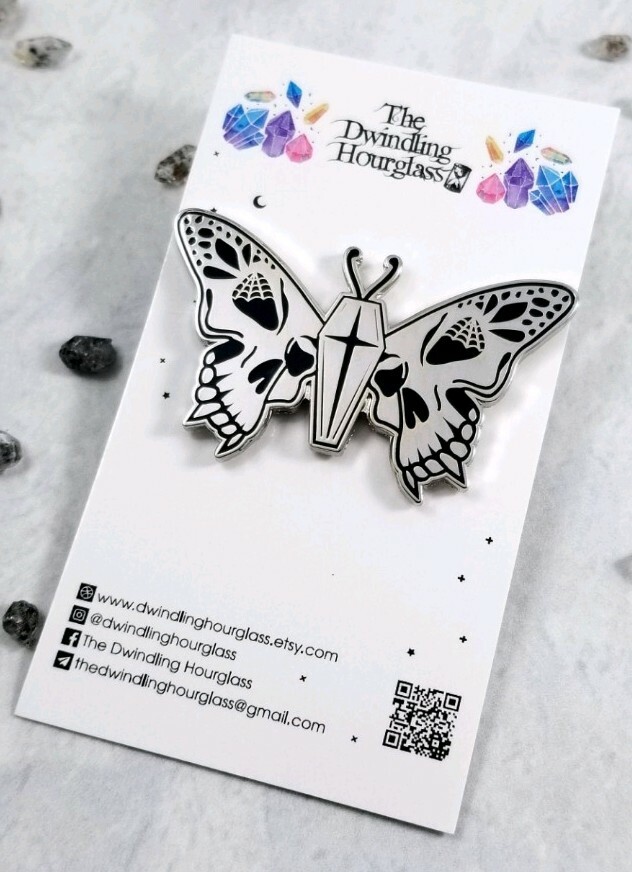 VAMPIRE PIN, Skull Moth Pin Coffin Pin Skull Pin Deathshead Pin Deaths ...