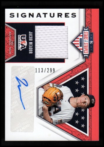 2019 USA Baseball Stars & Stripes Material Signatures #JM Jacob Meador ...