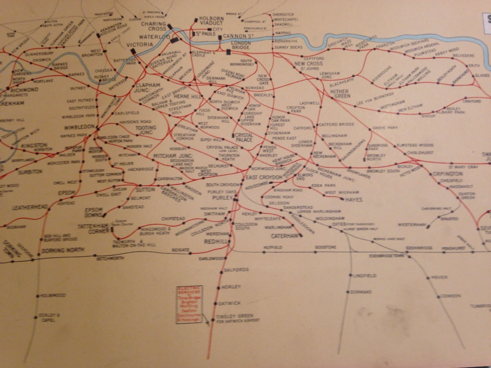 VINTAGE CARRIAGE MAP SOUTHERN ELECTRIC RAILWAY SOUTH EAST | eBay UK