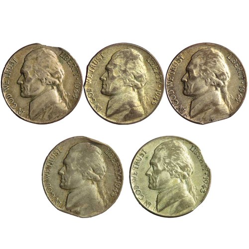 Lot of 5 - Clipped Planchet War Nickels 35% Silver Error Coins | eBay