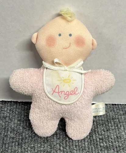 Eden Pink Angel Terry Cloth 5.5" Baby Doll Plush Rattle Mini Small Rare ...
