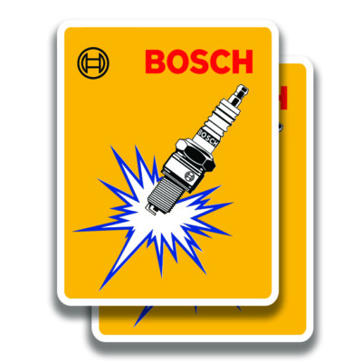 BOSCH SPARK PLUGS DECALs 2 Stickers Bogo Vintage Car Window Bumper ...