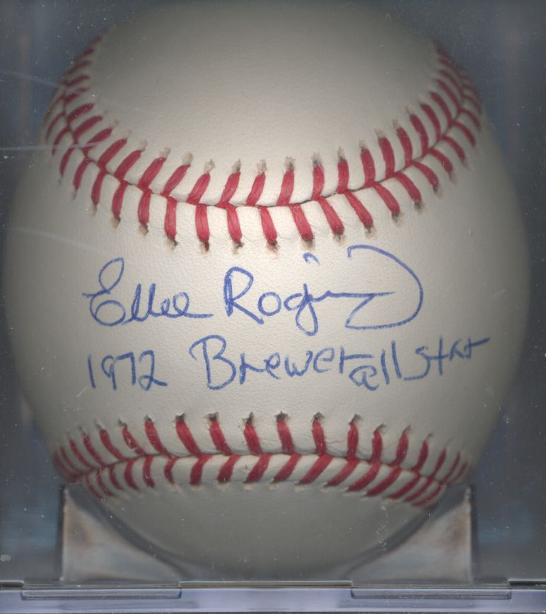 Ellie Rodriguez 1972 Milwaukee Brewers All Star OML Signed Baseball COA ...