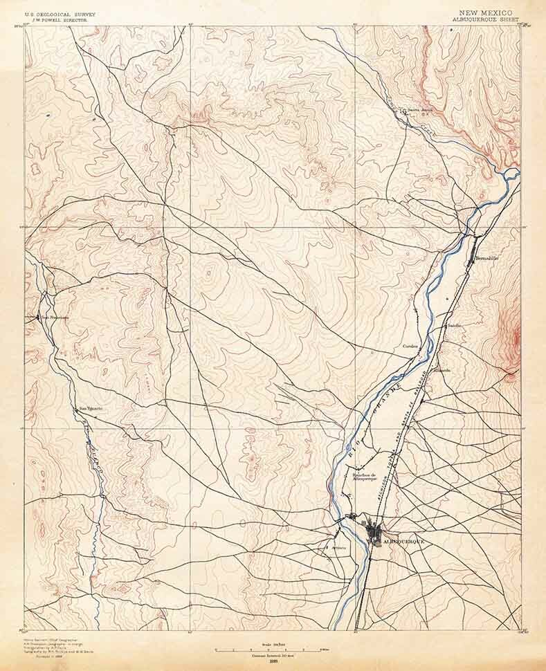 Vintage Maps Of Albuquerque Vintage Map Of Albuquerque, New Mexico