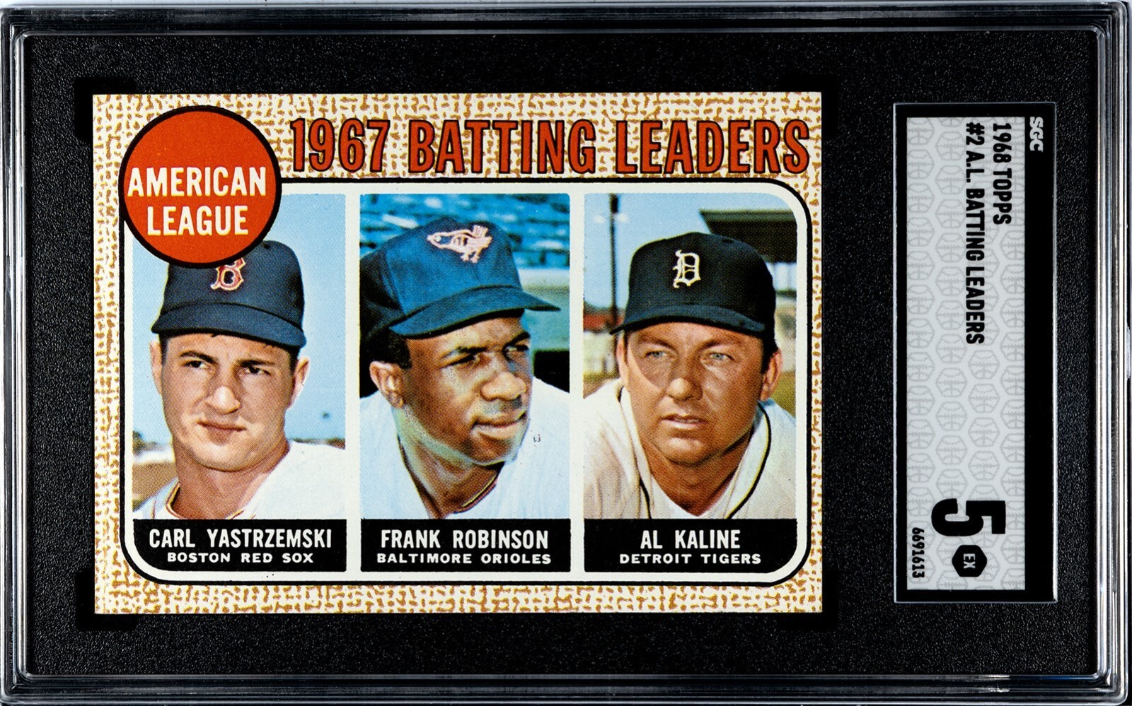 1968 Topps AL Batting Leaders Card #2- SGC Graded 5 EX-Yastrzemski/F ...