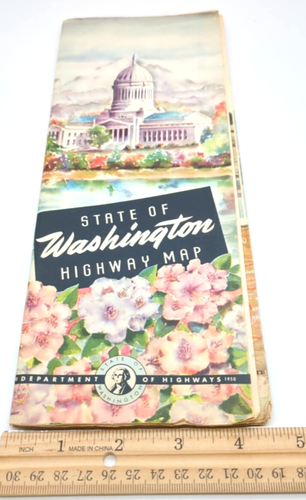 Original 1950 State Department Official Washington Highway Map Olympia ...