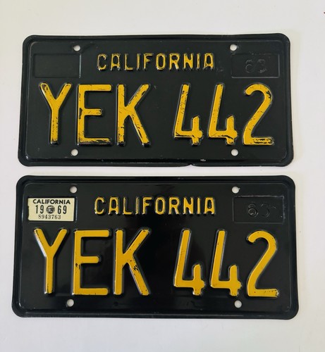 1963 Black California License Plates DMV Clear YOM 1969 442 Oldsmobile ...