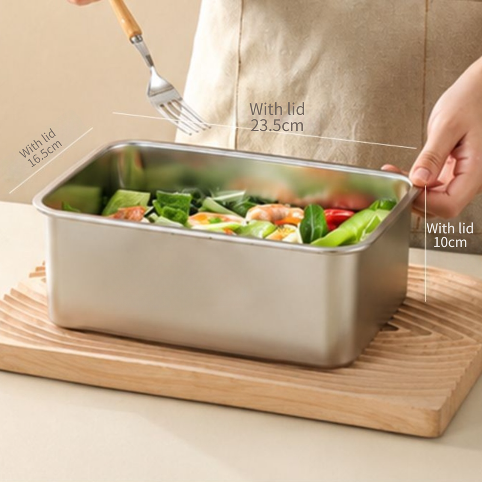Stainless Steel Food Box with Glass Lid Microwave Safe and Dishwasher ...