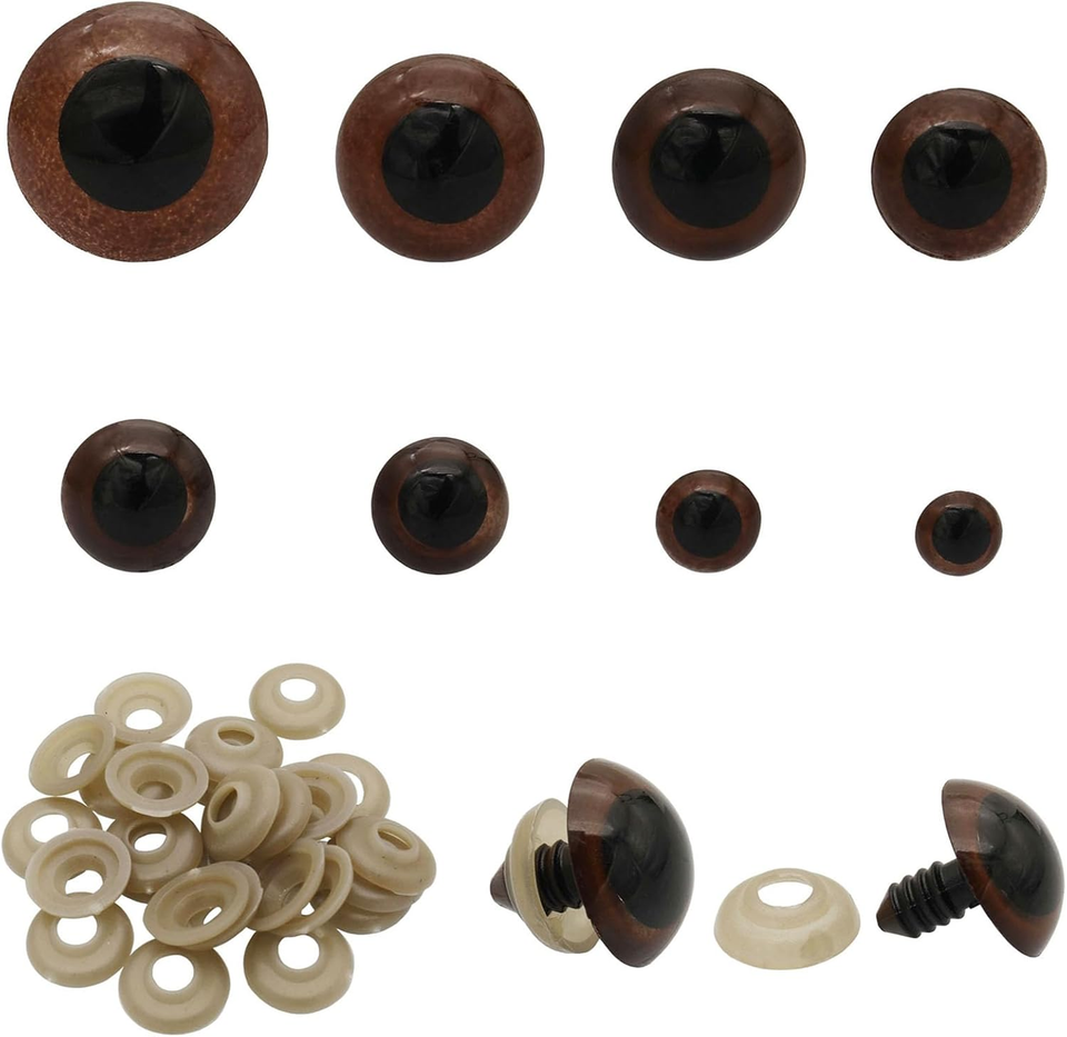 150Pcs 10-30mm Brown Large Plastic Safety Eyes Craft Safety Eyes DIY ...