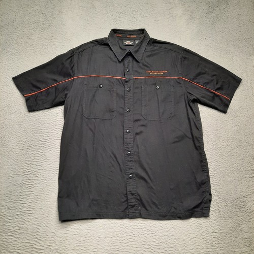Harley Davidson Mechanic Shirt Men Large Black Button Short Sleeve ...