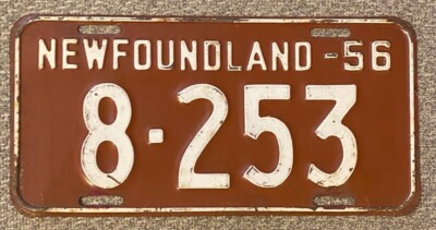 Newfoundland 1956 License Plate # 8-253 | eBay
