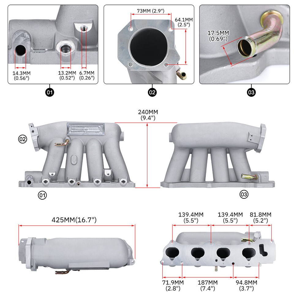 Silver Intake Manifold For 06-11 Honda Civic Si K20Z3 / 04-08 Acura TSX ...