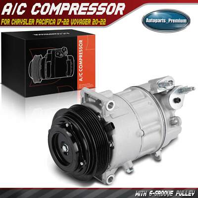A/C Compressor w/ 6-Groove Pulley for Chrysler Pacifica 2017-2023 ...