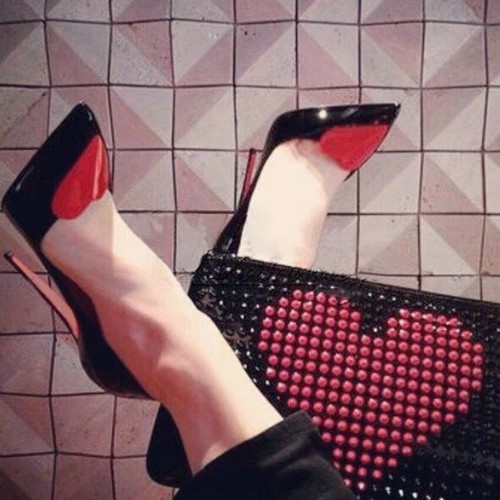 Women Pumps Red Heart Pointed Toe Stiletto Heel Dress Office Party ...