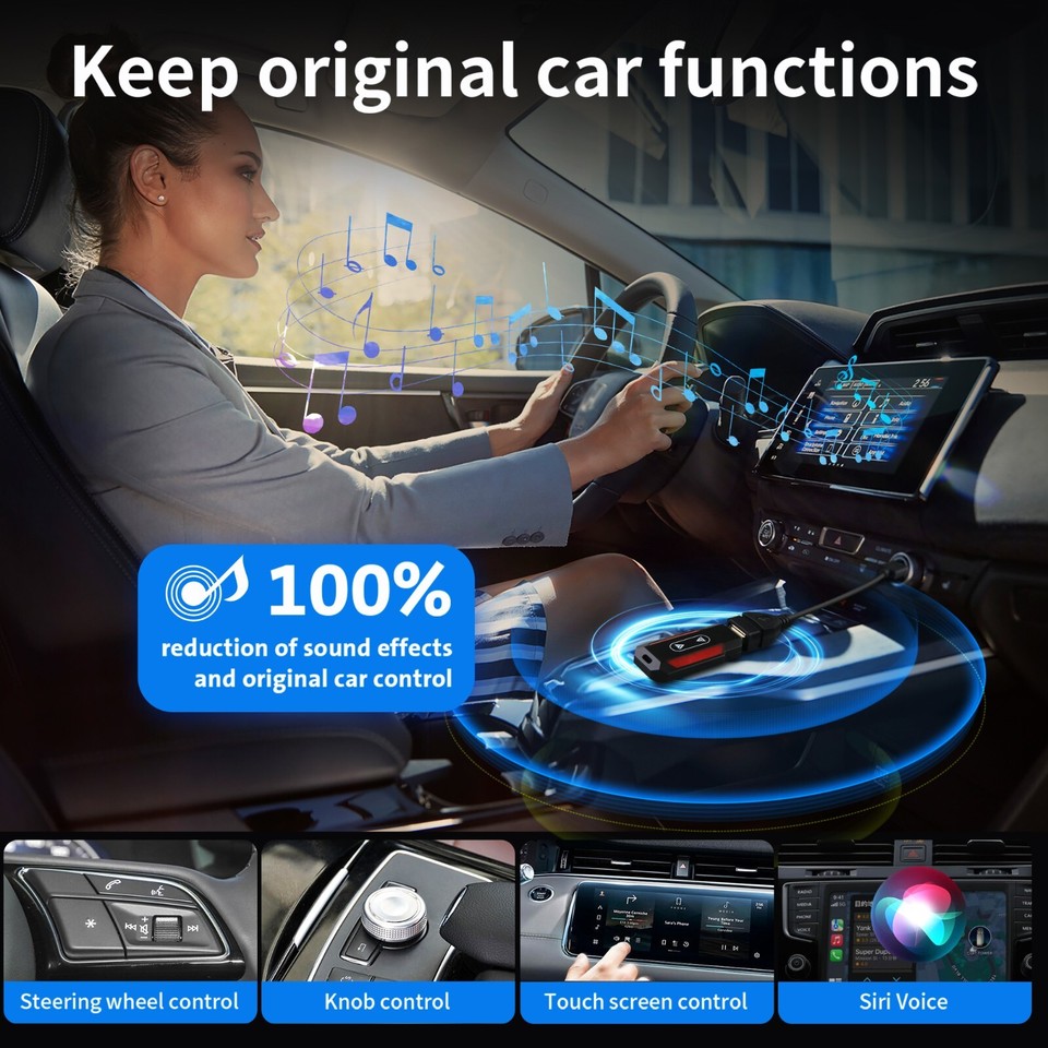 Bluetooth Wifi Android Auto Adapter Portable Wireless Apple Carplay ...