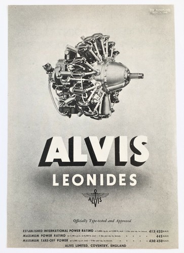 Alvis Leonides Engine -WW2-SECOND WORLD WAR-AIRCRAFT AD-VINTAGE ...