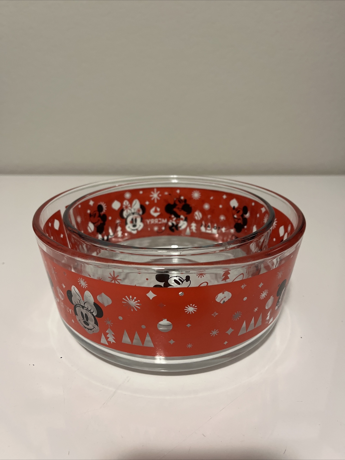 Walt Disney Christmas Mickey & Minnie Mouse Pyrex Bowls (2) No Lids. | eBay