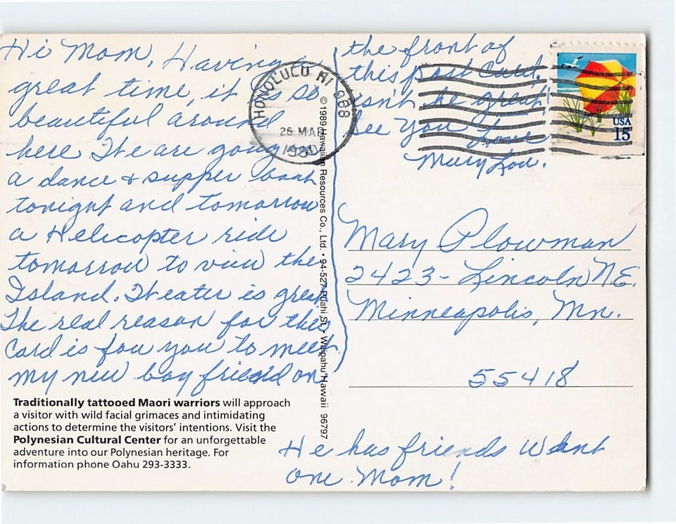 Postcard Traditionally tattooed Maori warriors Polynesian Cultural Center HI USA | eBay