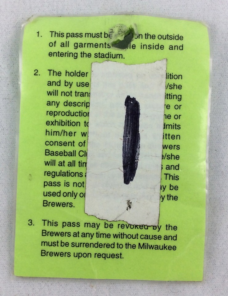 MLB 1998 Milwaukee Brewers Baseball Club TV Pass Credential #0021 ...