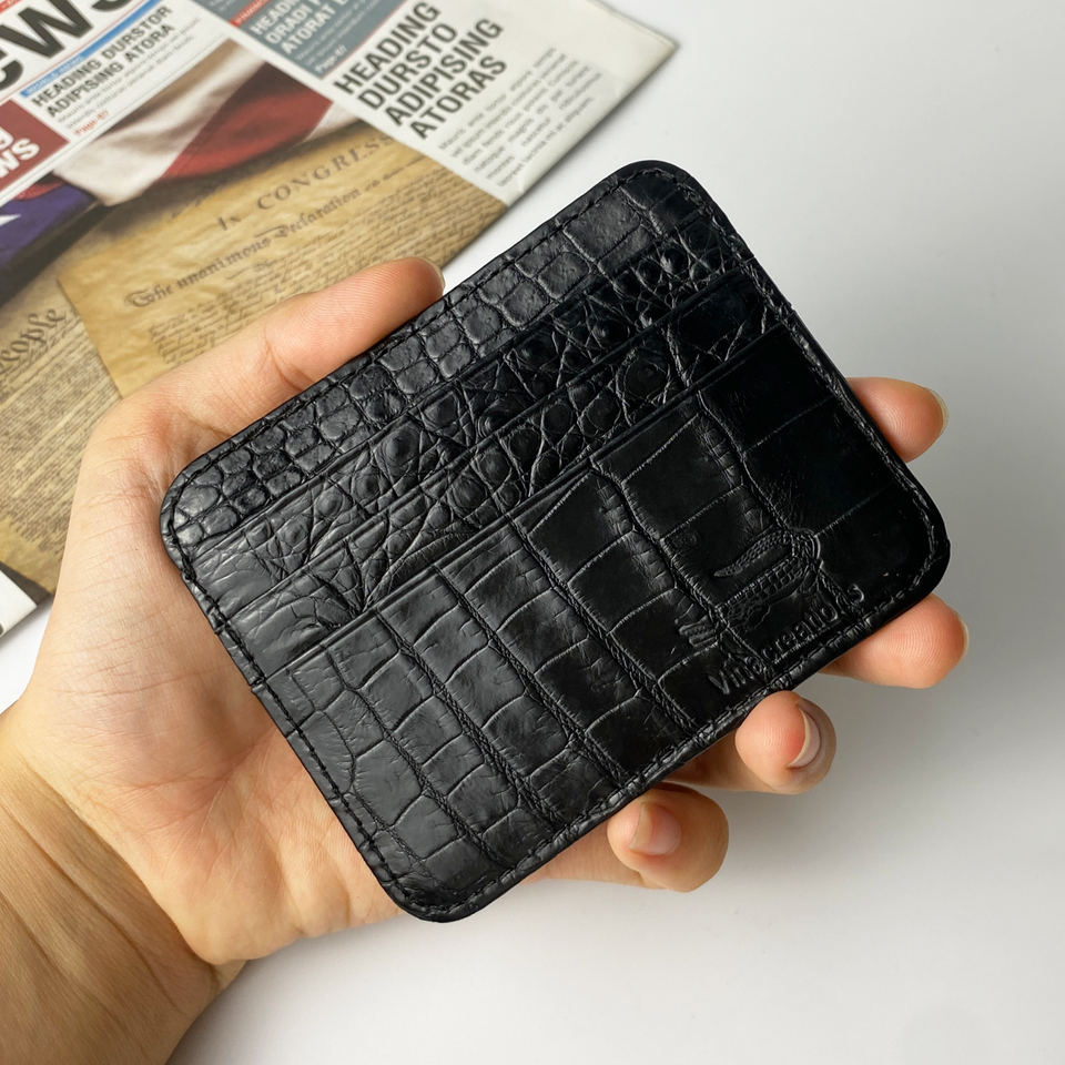 Genuine Crocodile Ostrich Leather Cardholder Double side Skin Bifold ...