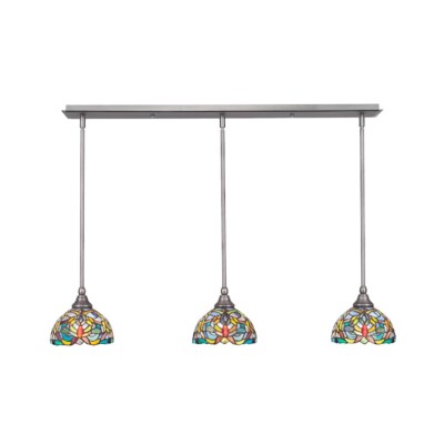 Toltec 3 Light Mini Pendant, Nickel, 7" Kaleidoscope Tiffany - 36-BN ...