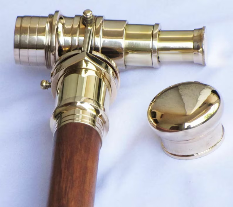 Brass Walking Stick Cane Telescope Handle Stick for M… - Gem