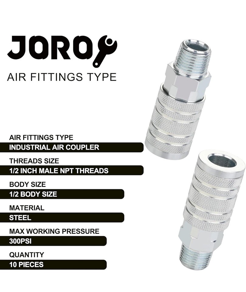 1/2 Air Tools Fittings Industrial M-Coupler 1/2 Inch Flow Size 1/2 Inch ...